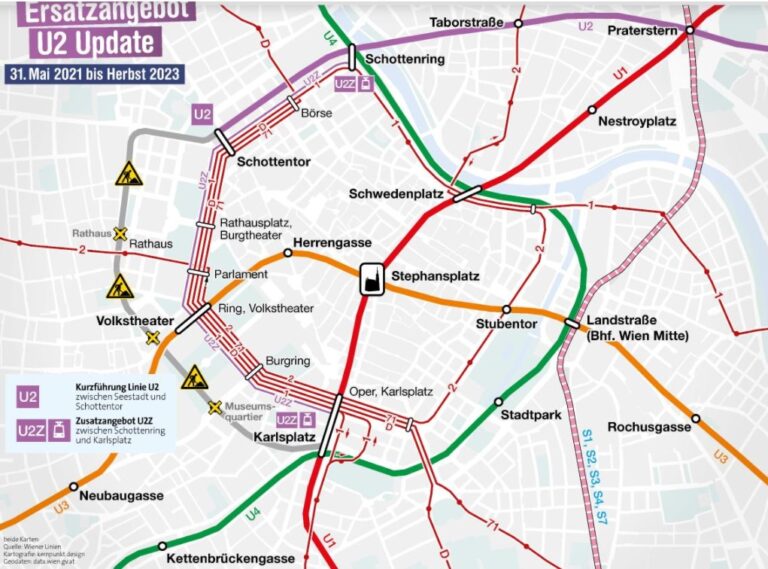 Partial closure of Vienna's U2 subway line until fall 2023 - Austrian News
